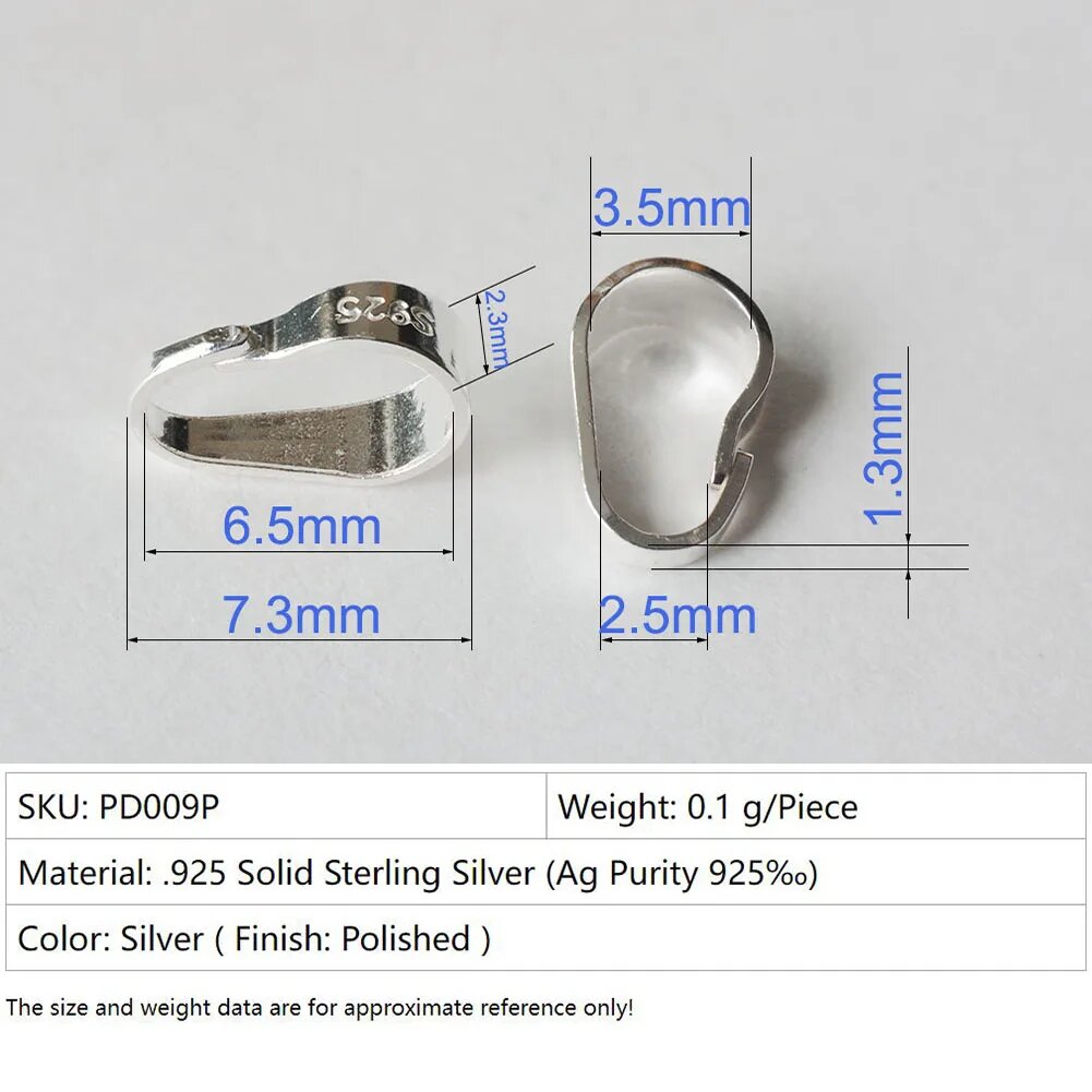 Застежка-подвеска из серебра 925, PD009P-S-Silver