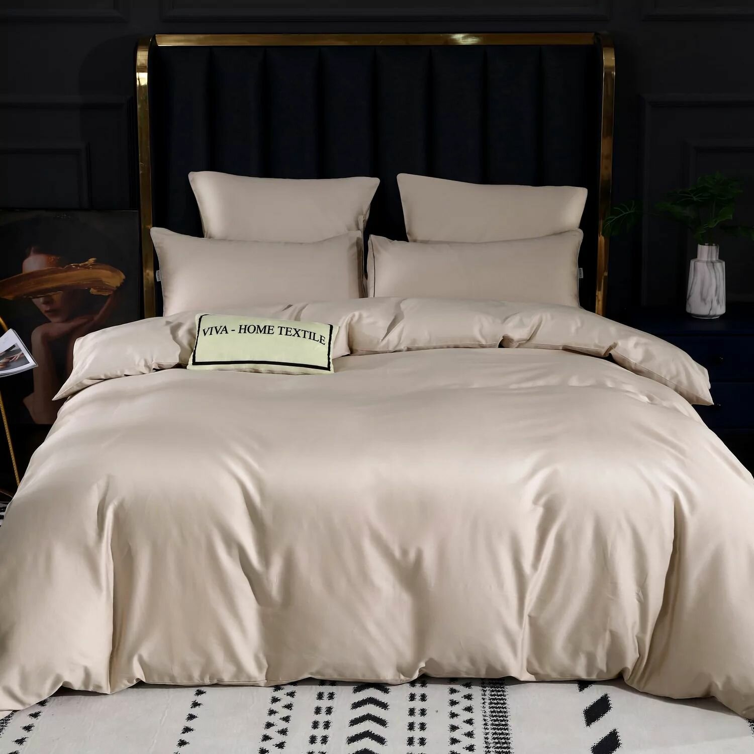 Ситрейд Постельное бельё Однотонный Сатин Премиум на резинке Двуспальный