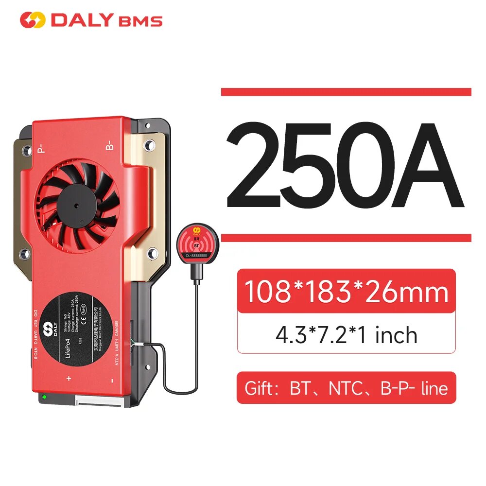Daly Smart BMS 16S LiFePO4 48V 250A для аккумуляторов 3.2В
