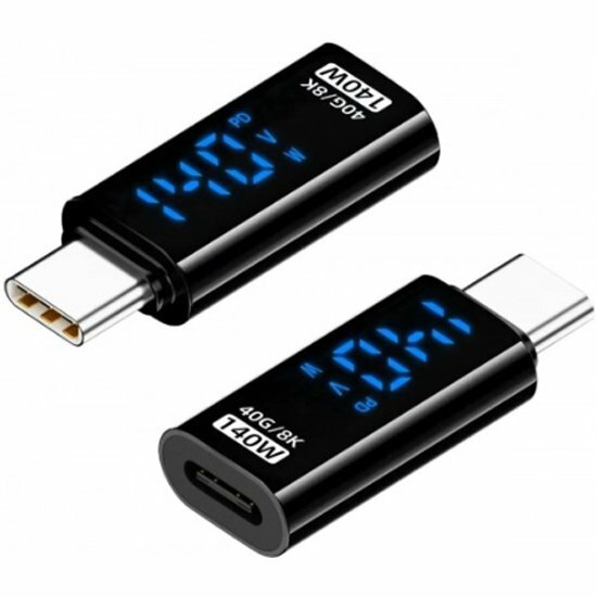 Адаптер переходник Ks-is KS-860 USB-C(M) - USB-C(F) с дисплеем