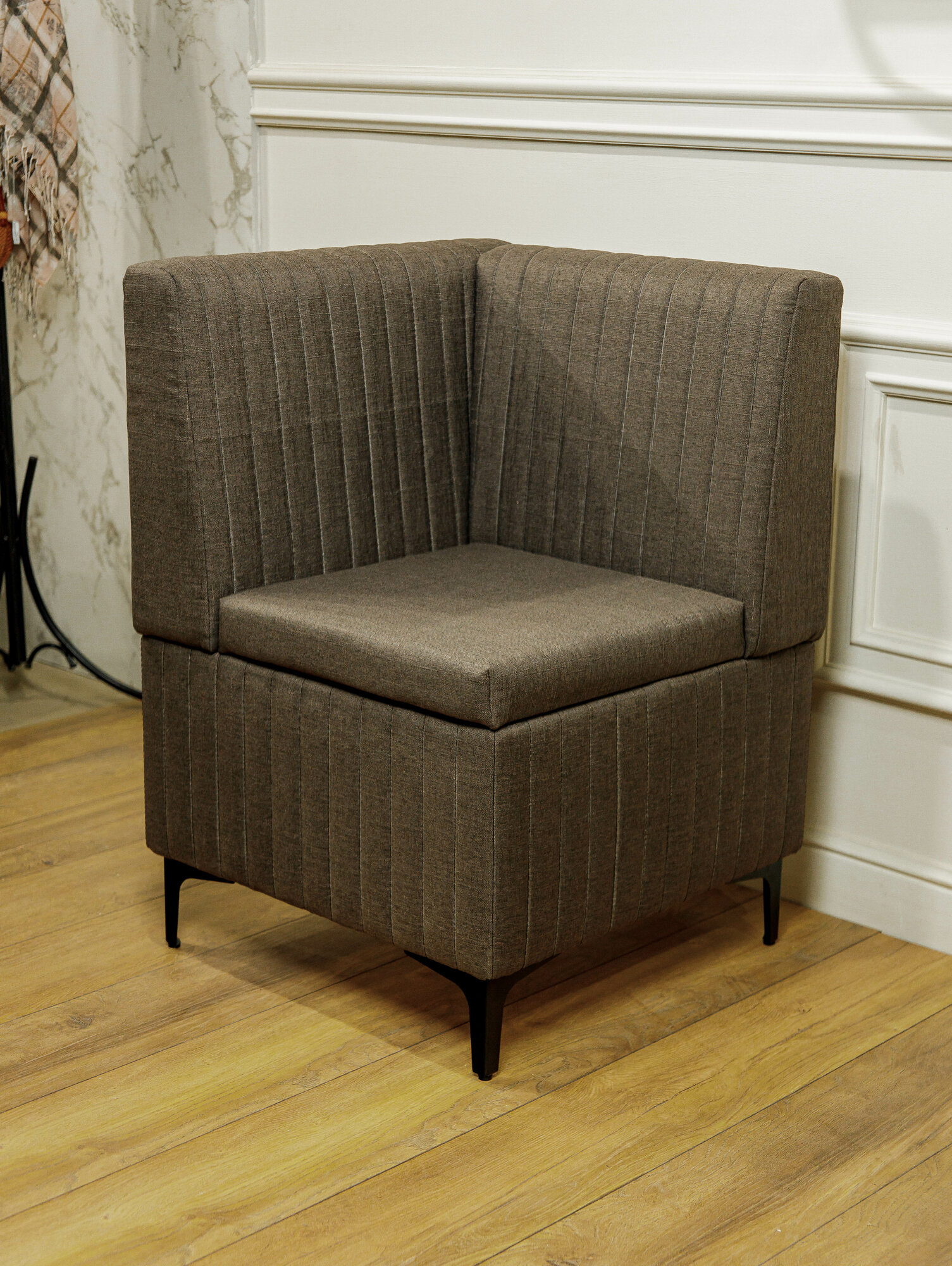 Угловой модуль для дивана с большим ящиком для хранения без подлокотника на кухню для дома офиса универсальный рогожка