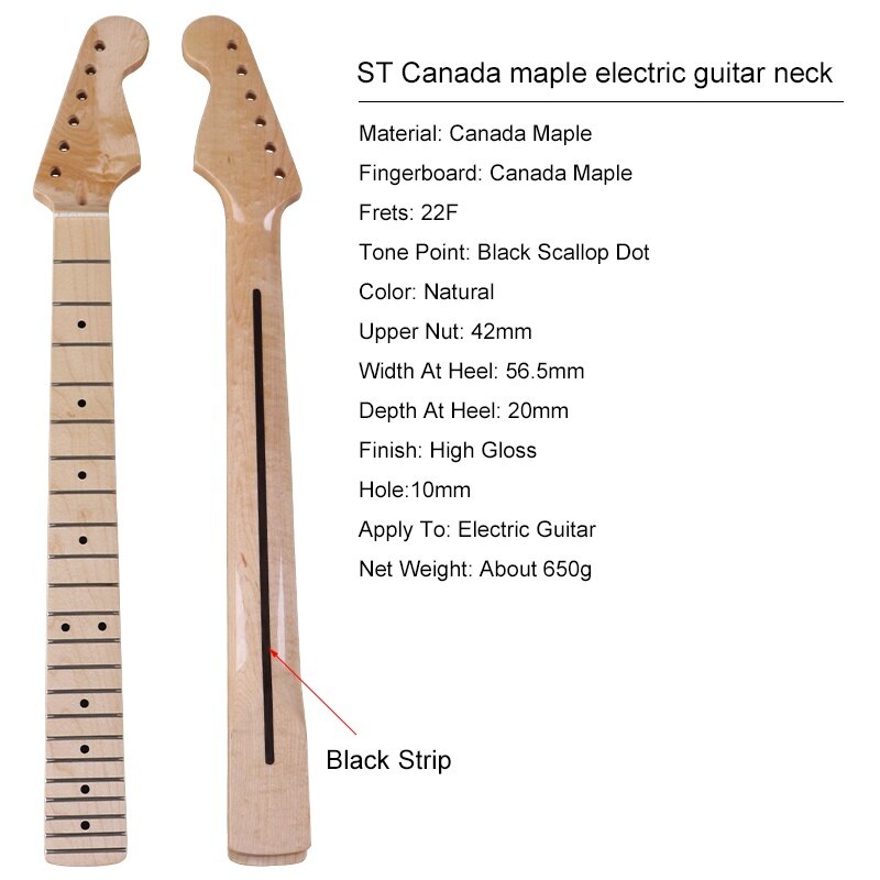 Гриф для электрогитары Stratocaster, кленовый, 22 лада, Bestwood ST M6 High Gloss