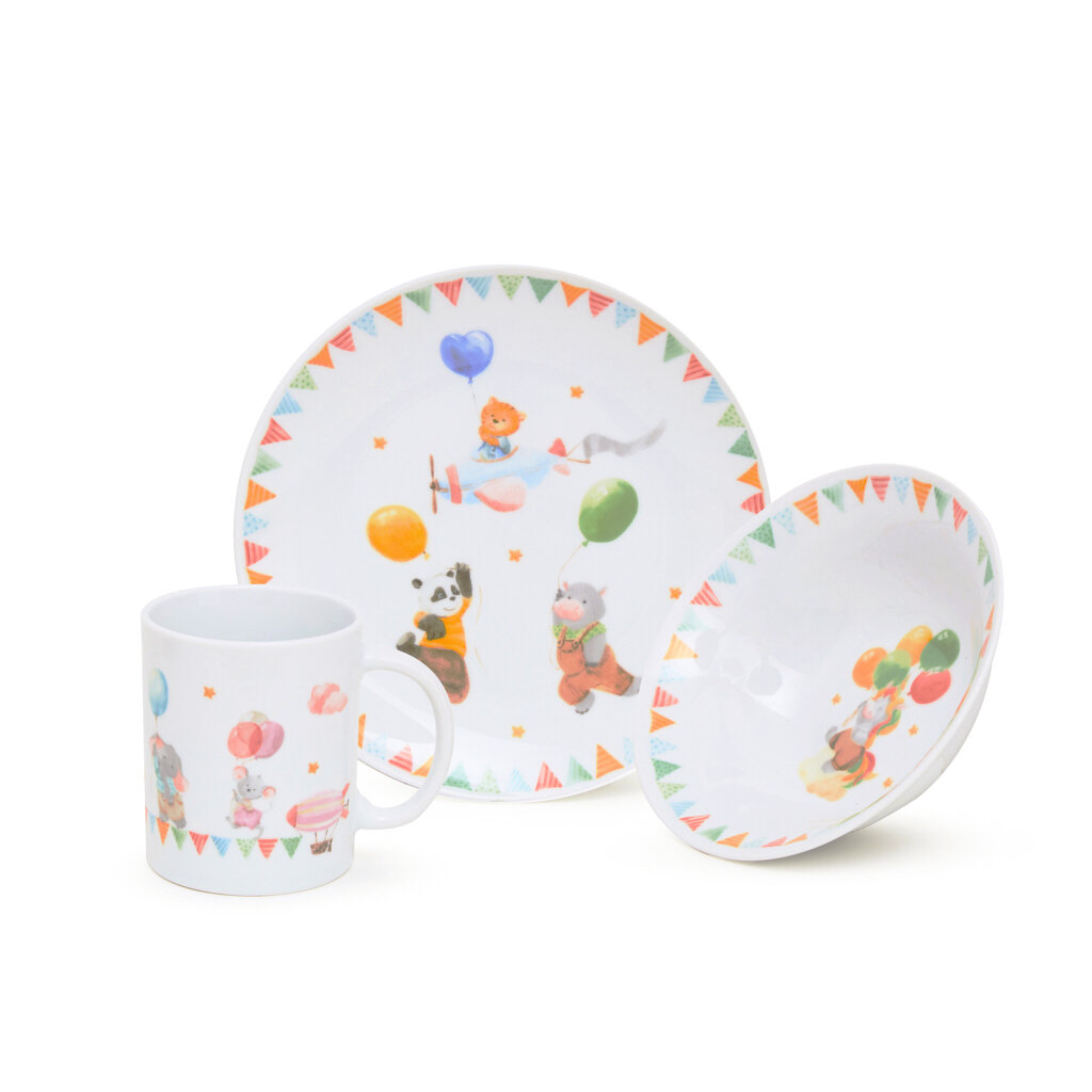 Набор детской посуды 3 пр. из фарфора арт. 14180