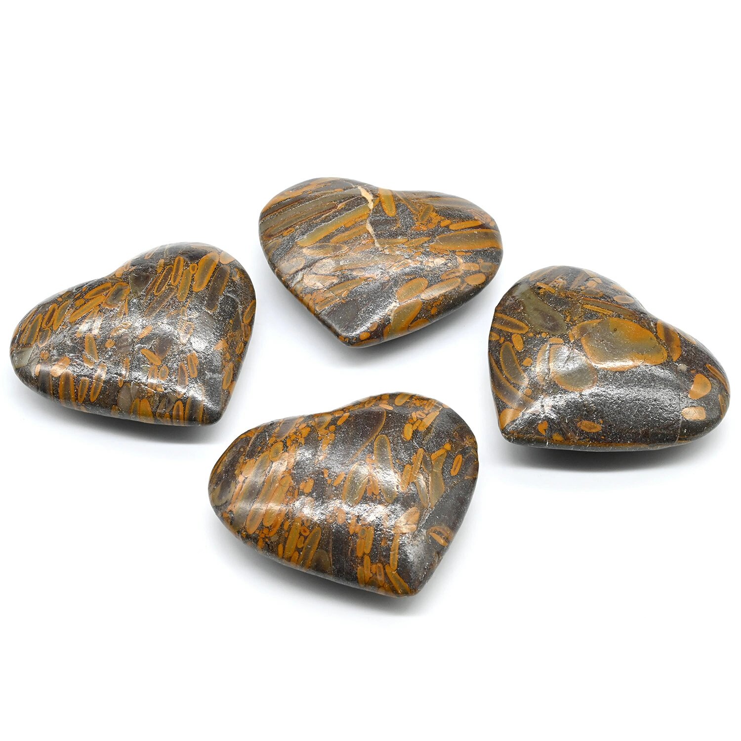 Сердце из яшмы бамбуковой 100*87*30мм, 330-360г
