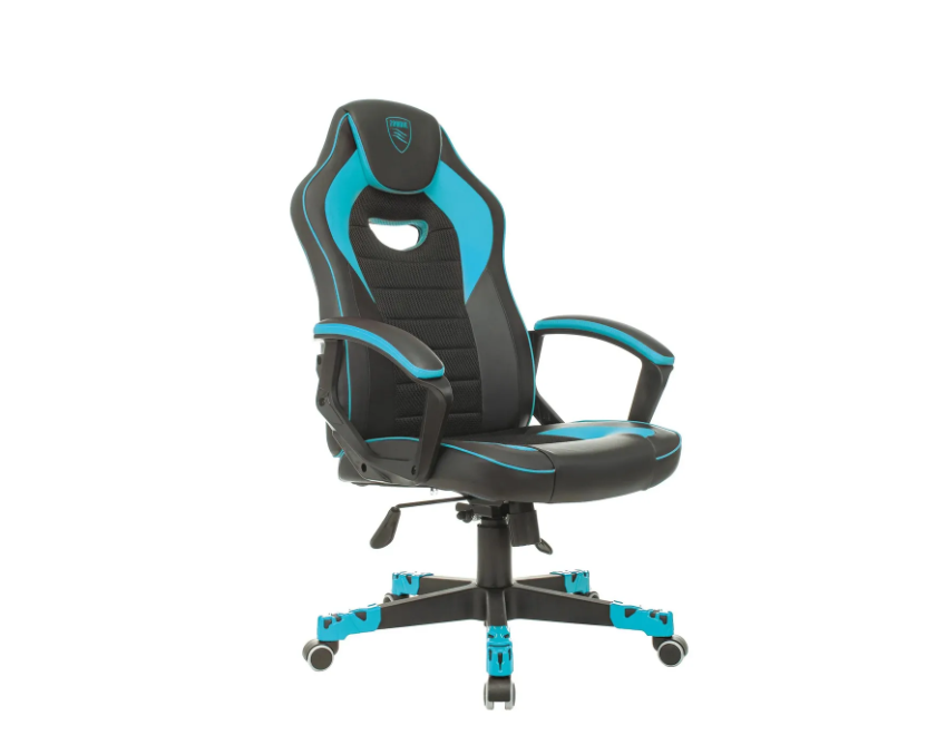 Кресло ZOMBIE GAME 16 черный/голубой