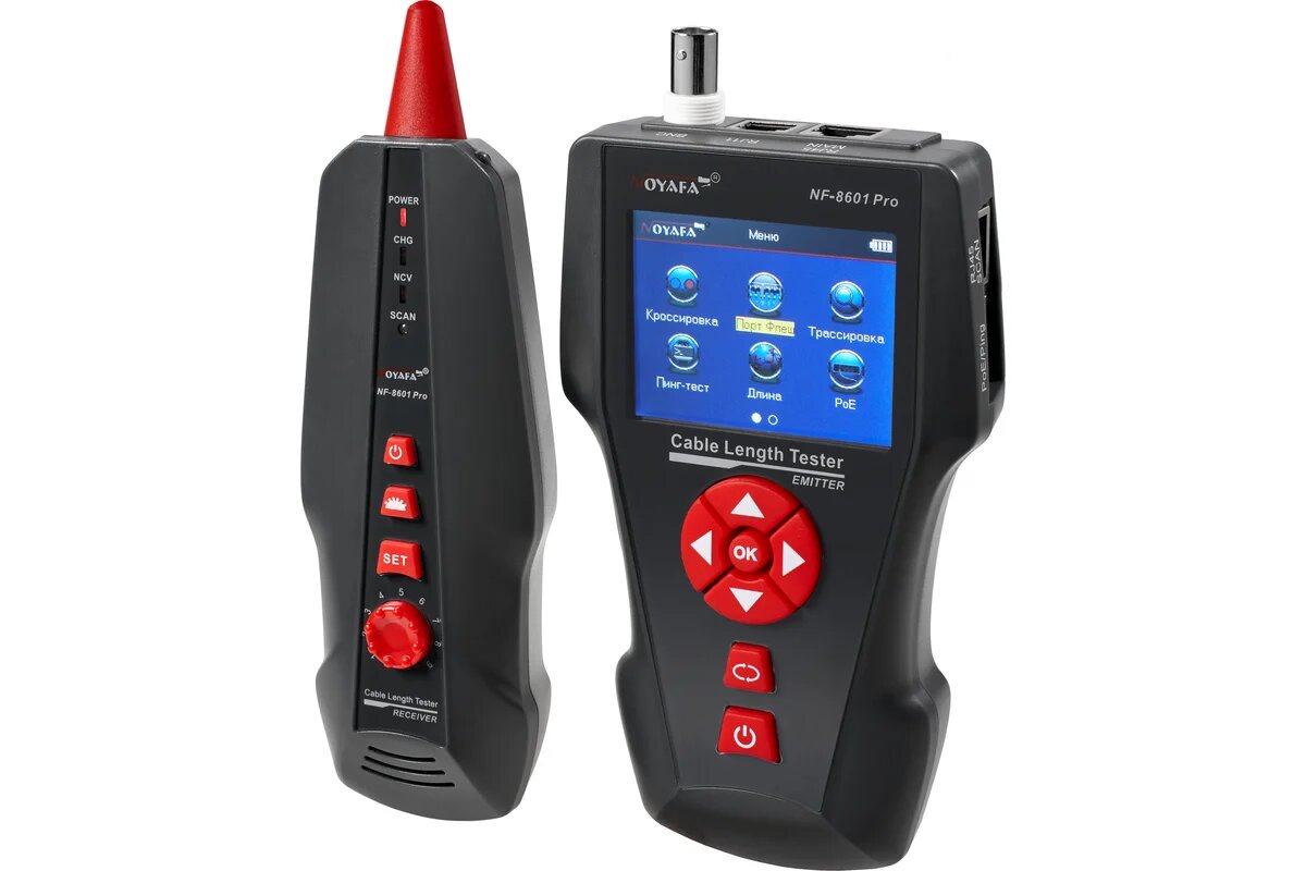 Многофункциональный кабельный тестер NOYAFA NF-8601W, русскоязычный интерфейс, цветной дисплей, оригинал