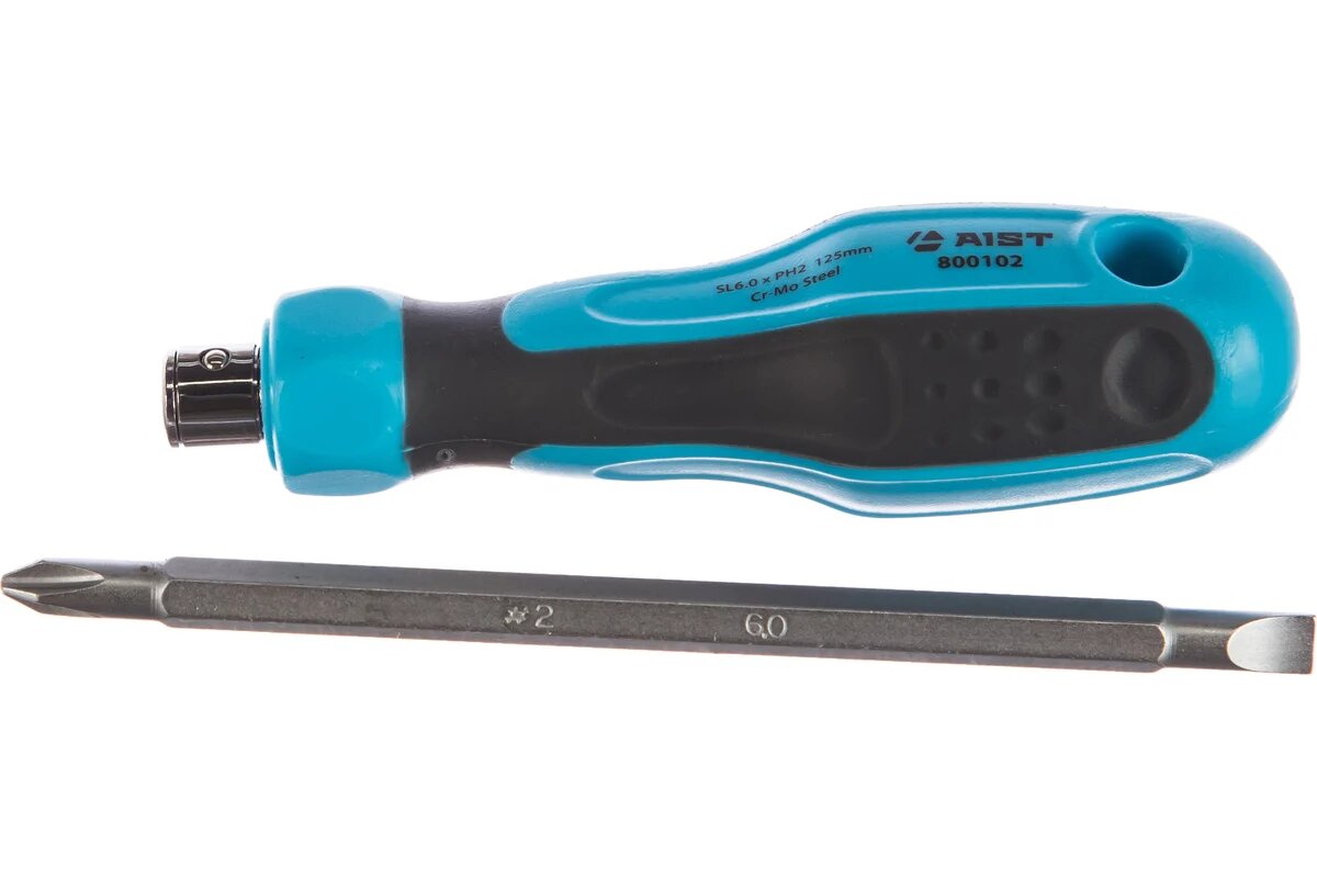 AIST Отвертка комбинированная SL6 PH2 двухсторонняя переставная 800102 00-00003375