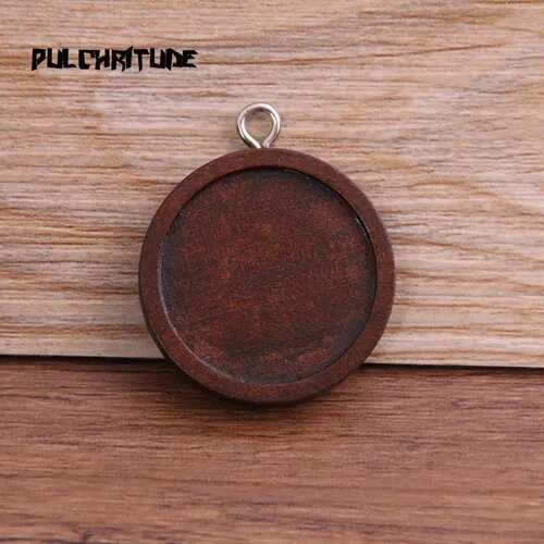 PULCHRITUDE 6 шт. круглые деревянные кабошоны 25 мм 15E16- silver