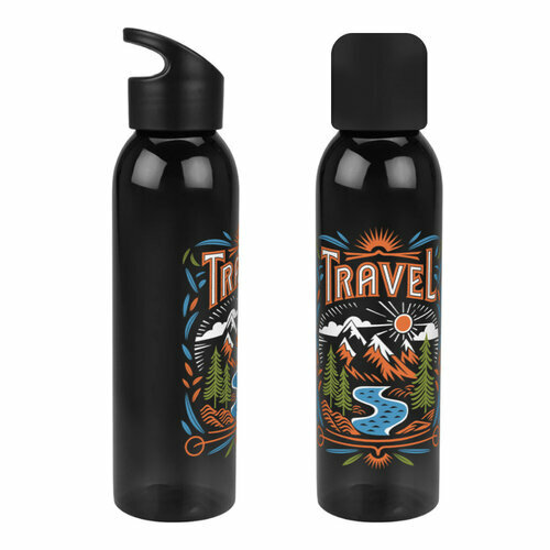 Бутылка для воды «Горы. Природа Сибири. Россия. Пейзаж» (черный)