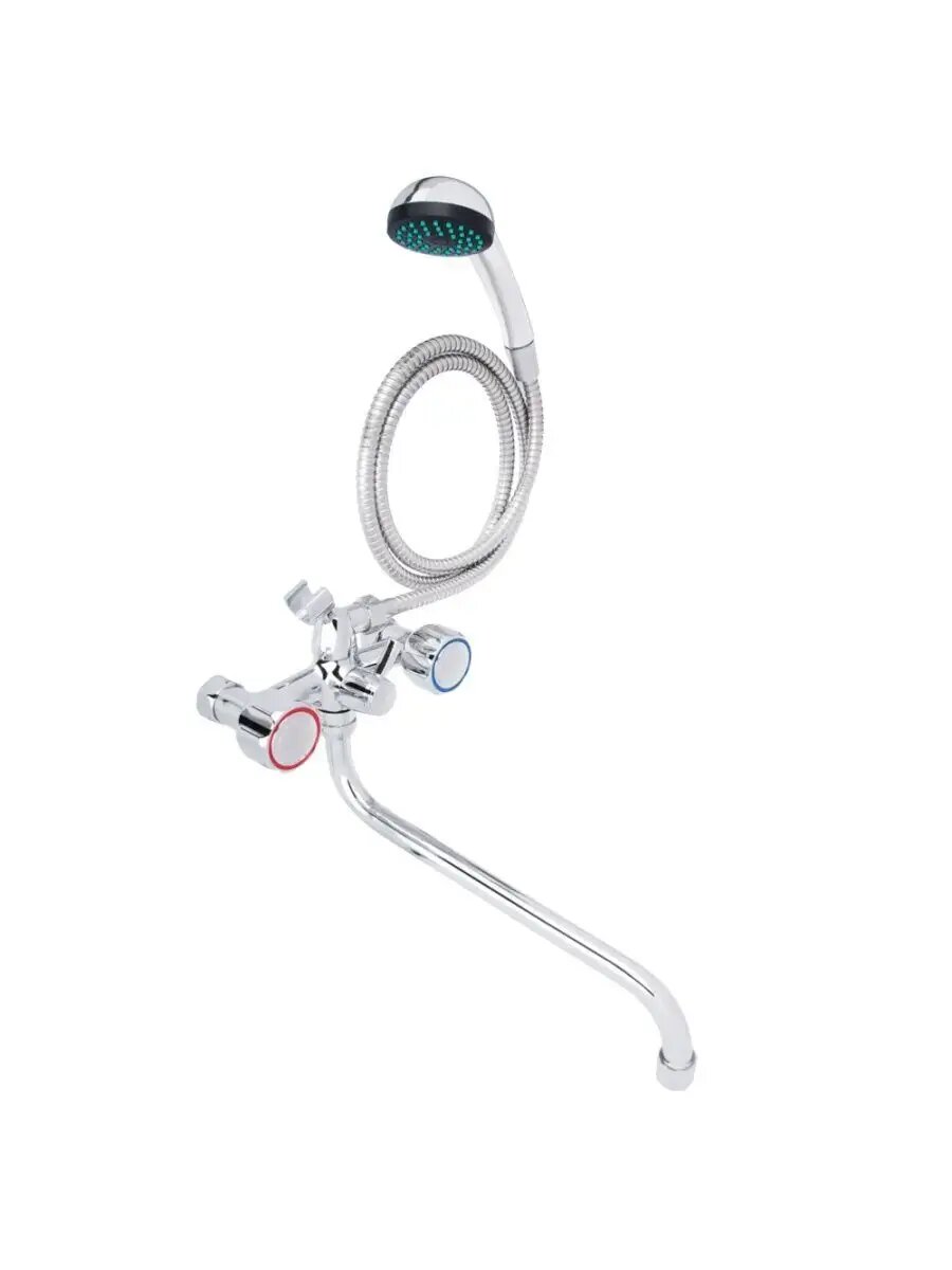 Смеситель для ванны с душем, круглый поворотный излив 30 см, цинк