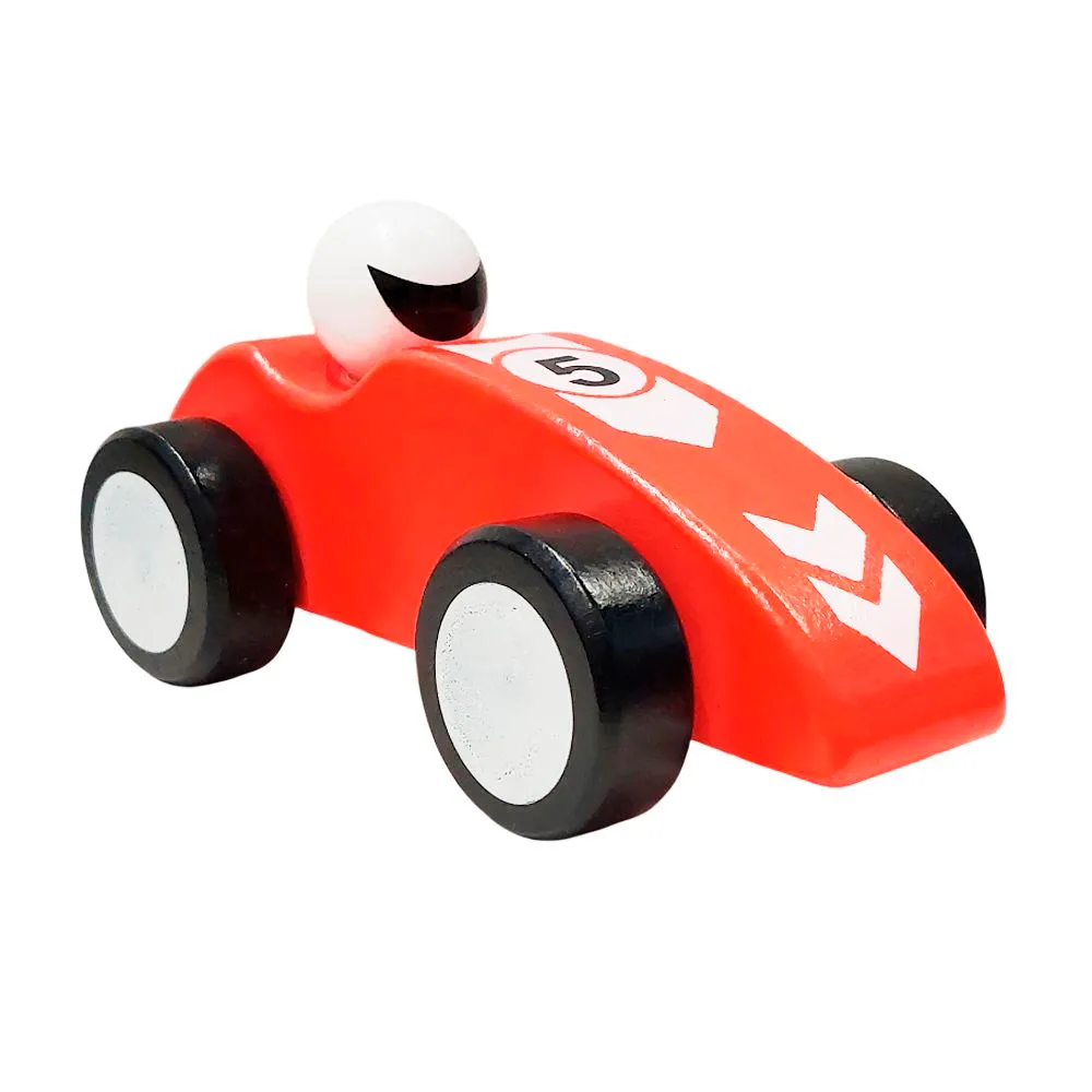 Деревянная гоночная машинка, болид "Формула 1",(Красная)