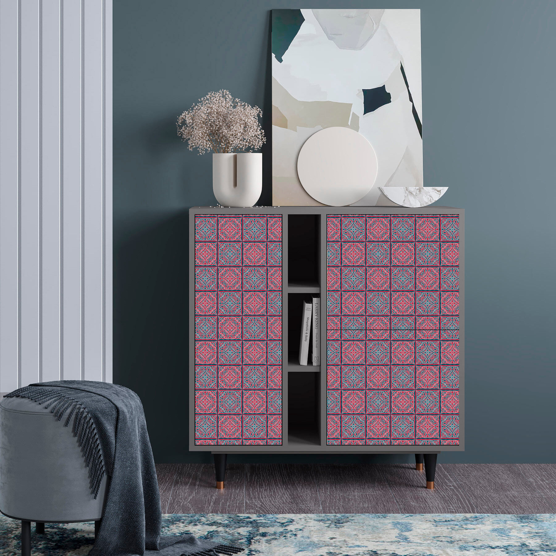 Комод - STORYZ - BS5 Riviera Mosaic, Размер - 94 x 96 x 41 см, Цвет корпуса - , Серый