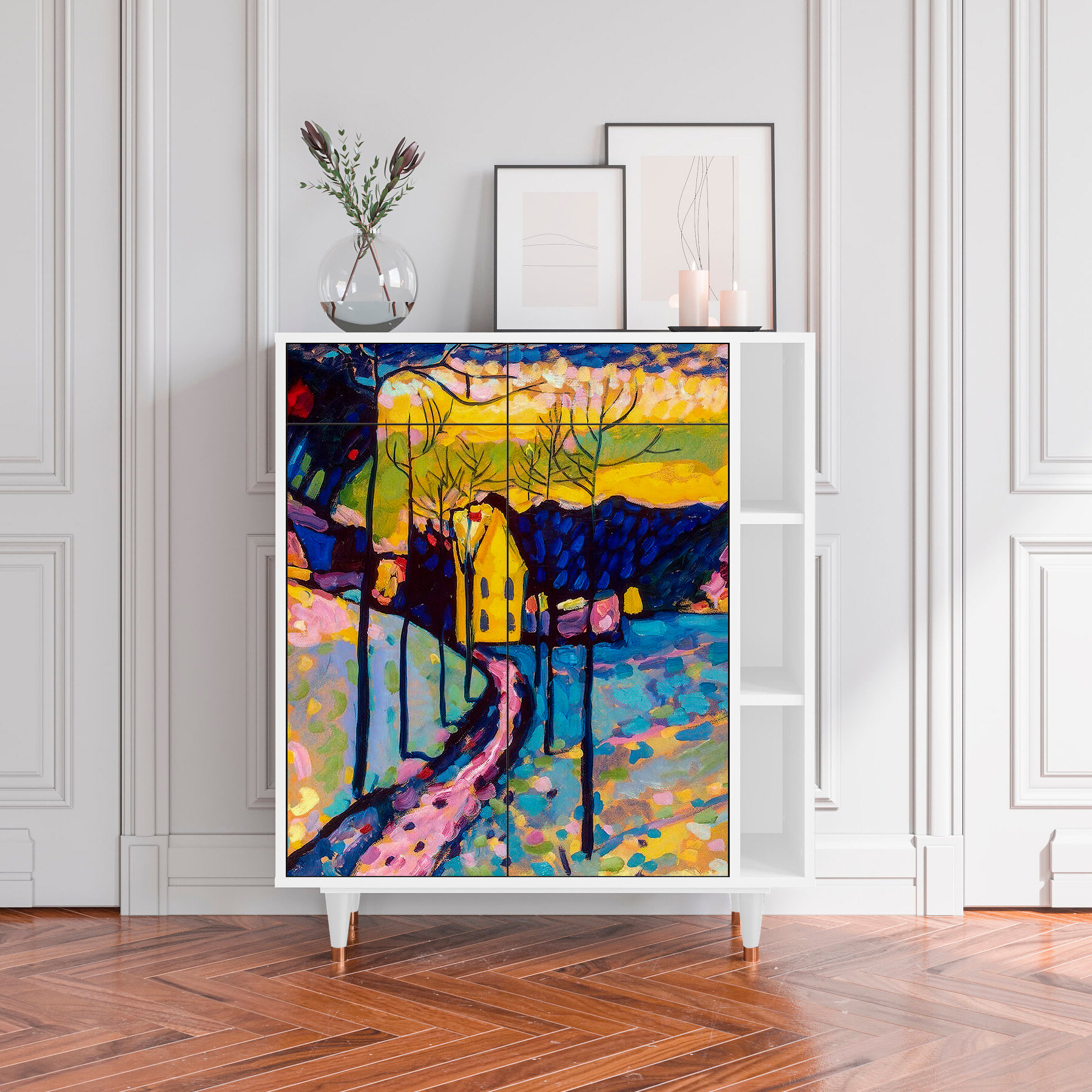 Комод - STORYZ - BS6 Winter Landscape by Kandinsky, Размер - 94 x 110 x 41 см, Цвет корпуса - , Белый