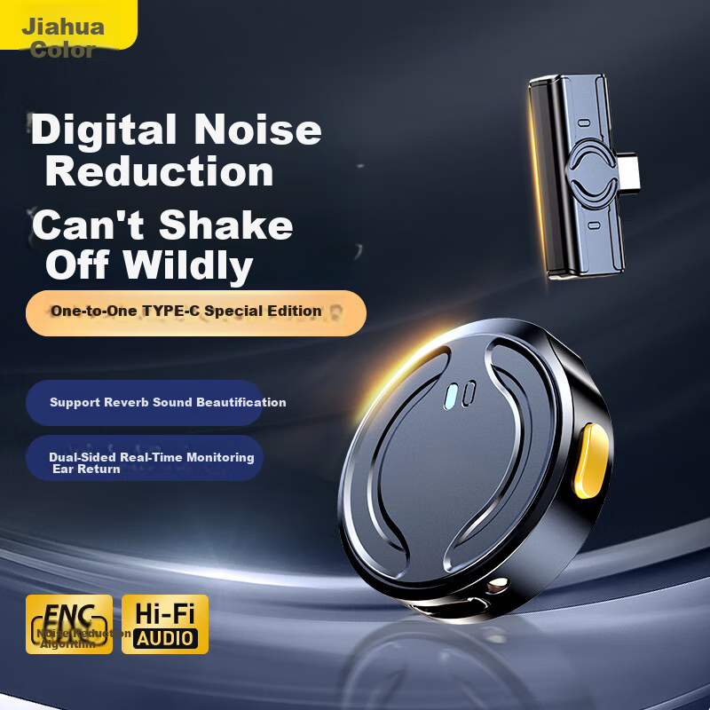 JIAHUACAI Wireless Collar Clip Microphone Live Professional Recording Outdoor Short Video K Song Recording Device Noise Reduction Portable Wireless Microphone One Drag One MK81-TCT1