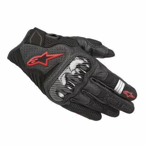 Мотоперчатки ALPINESTARS SMX-1 Air V2 кожаные с перфорацией, защитой костяшек и сенсорной вставкой на указательный