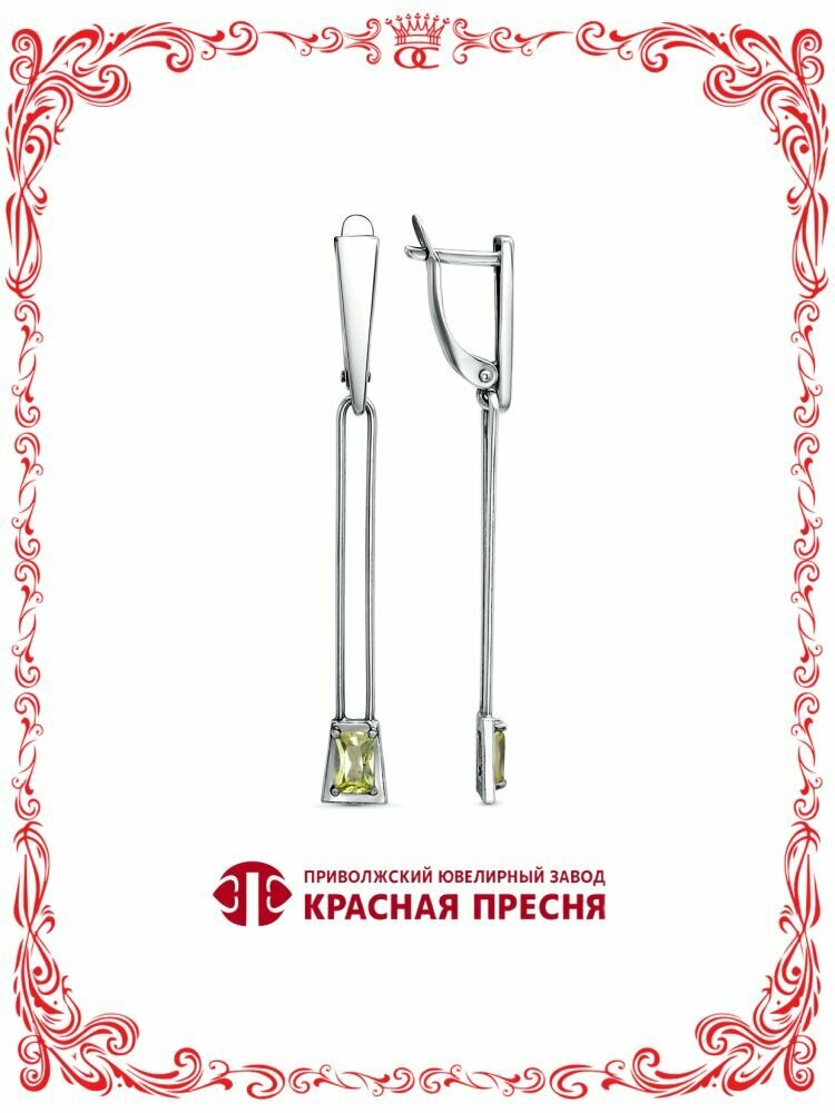 Серьги, серебро, 925 проба, оксидирование, фианит