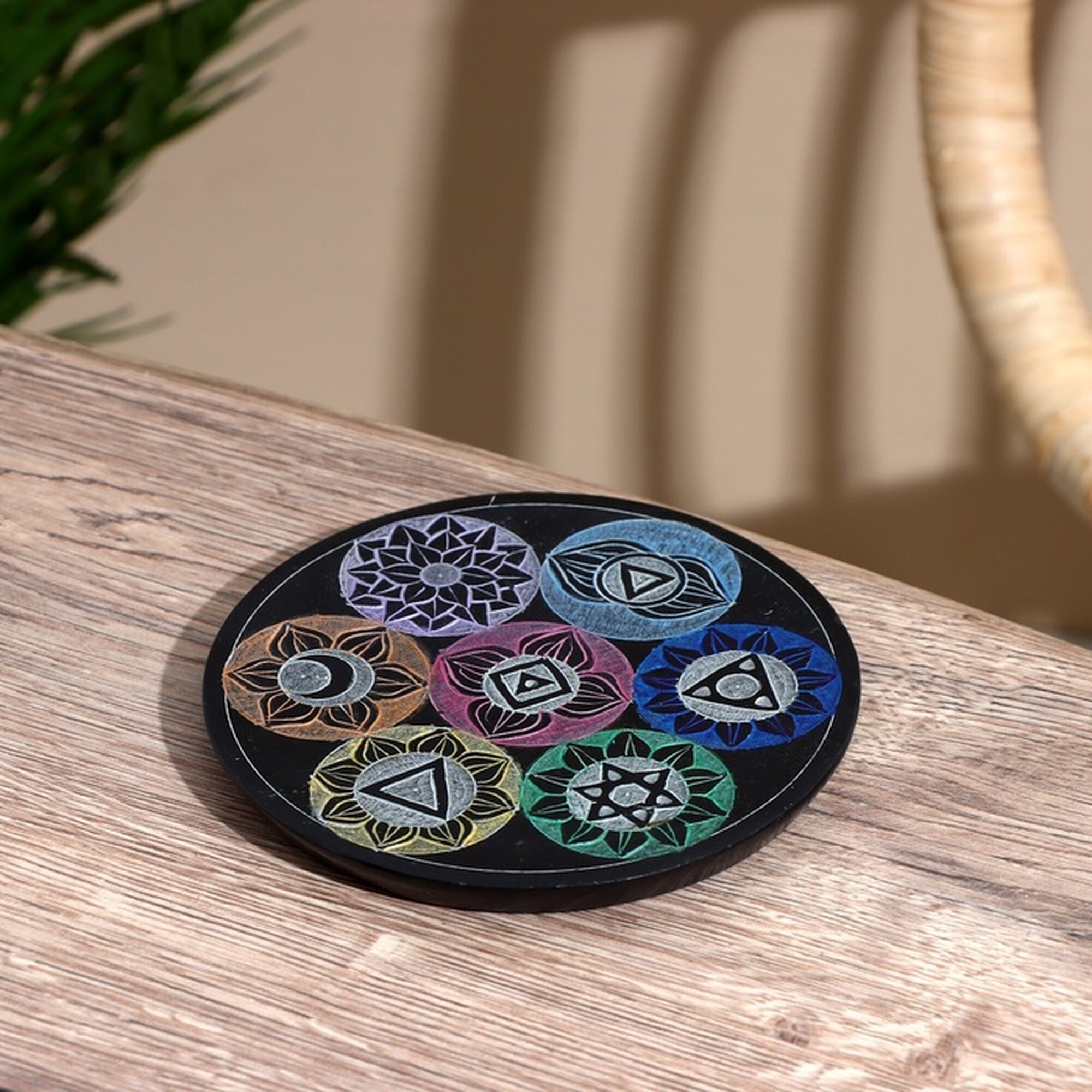 Подставка для благовоний Сима-ленд "7 чакр", камень, настольная, мультиколор, 12,5 см