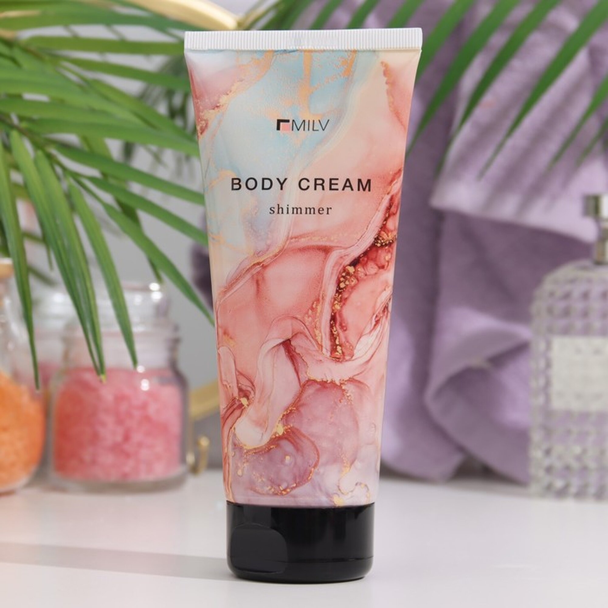 Крем-блеск MILV FIRST KISS, с шиммером, для тела, увлажняющий, 200мл