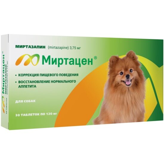 Лекарственное средство Apicenna Миртацен таблетки для собак восстановление аппетита 3,75 мг №30