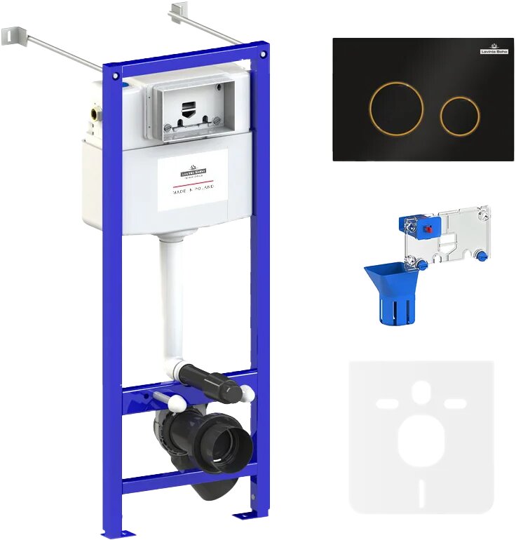 Инсталляция с кнопкой Lavinia Boho RelFix 77020065 42, 5 см, крепление к стене/к полу, кнопка для унитаза золотая, матовая