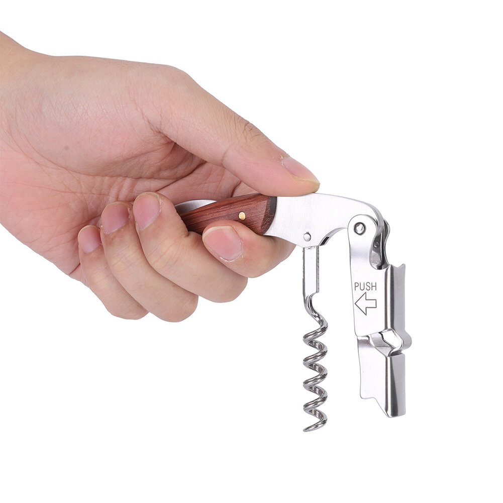 Многофункциональная кухонная открывалка для бутылок пива, штопор для красного вина, открывалка для бутылок с деревянной ручкой ножа