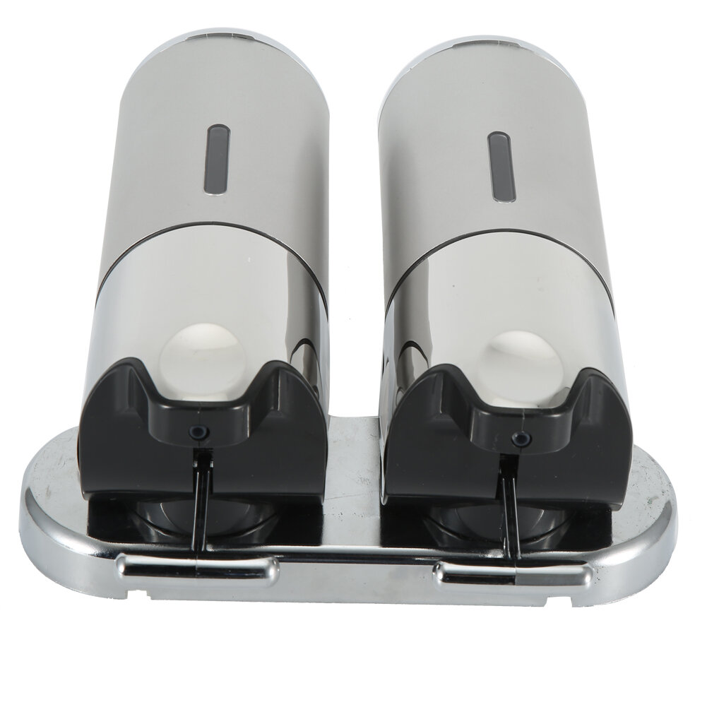 Настенный дозатор жидкого мыла для туалета в гостинице, ручной дозатор шампуня для душа в ванной комнате, 6030, серебряные двойные чашки