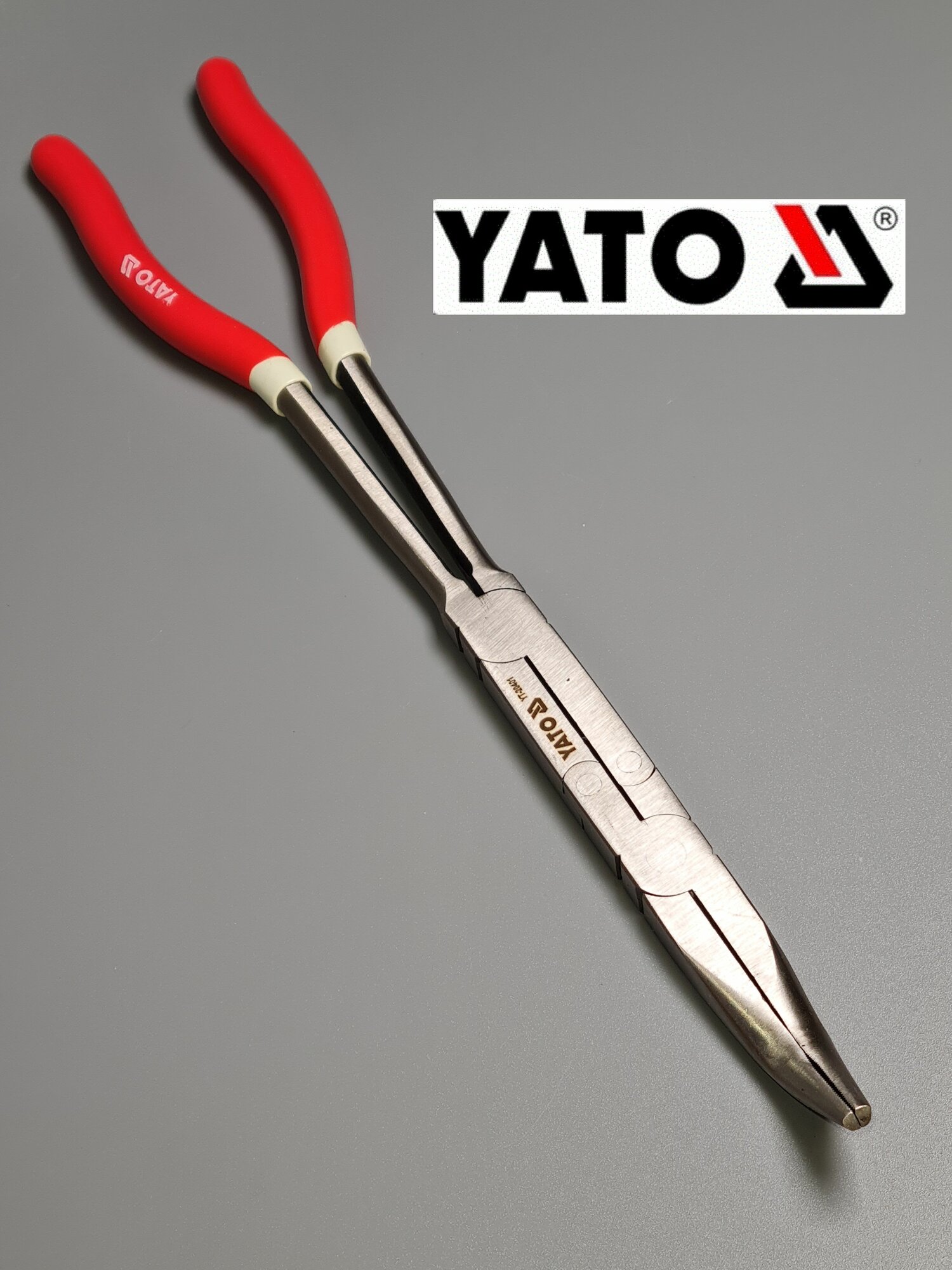 Плоскогубцы YATO изогнутые 2 шарнира 330 мм, CrV, 50 HRC, изгиб 45 градусов, YT-20401