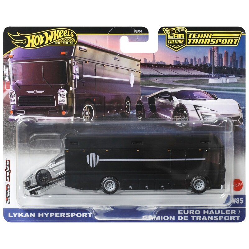 Hot Wheels Premium Team Transport: Коллекционный набор из 1 моделей машин с транспортерами 1:64 Lykan Hypersport & Euro Hauler 2 Pack