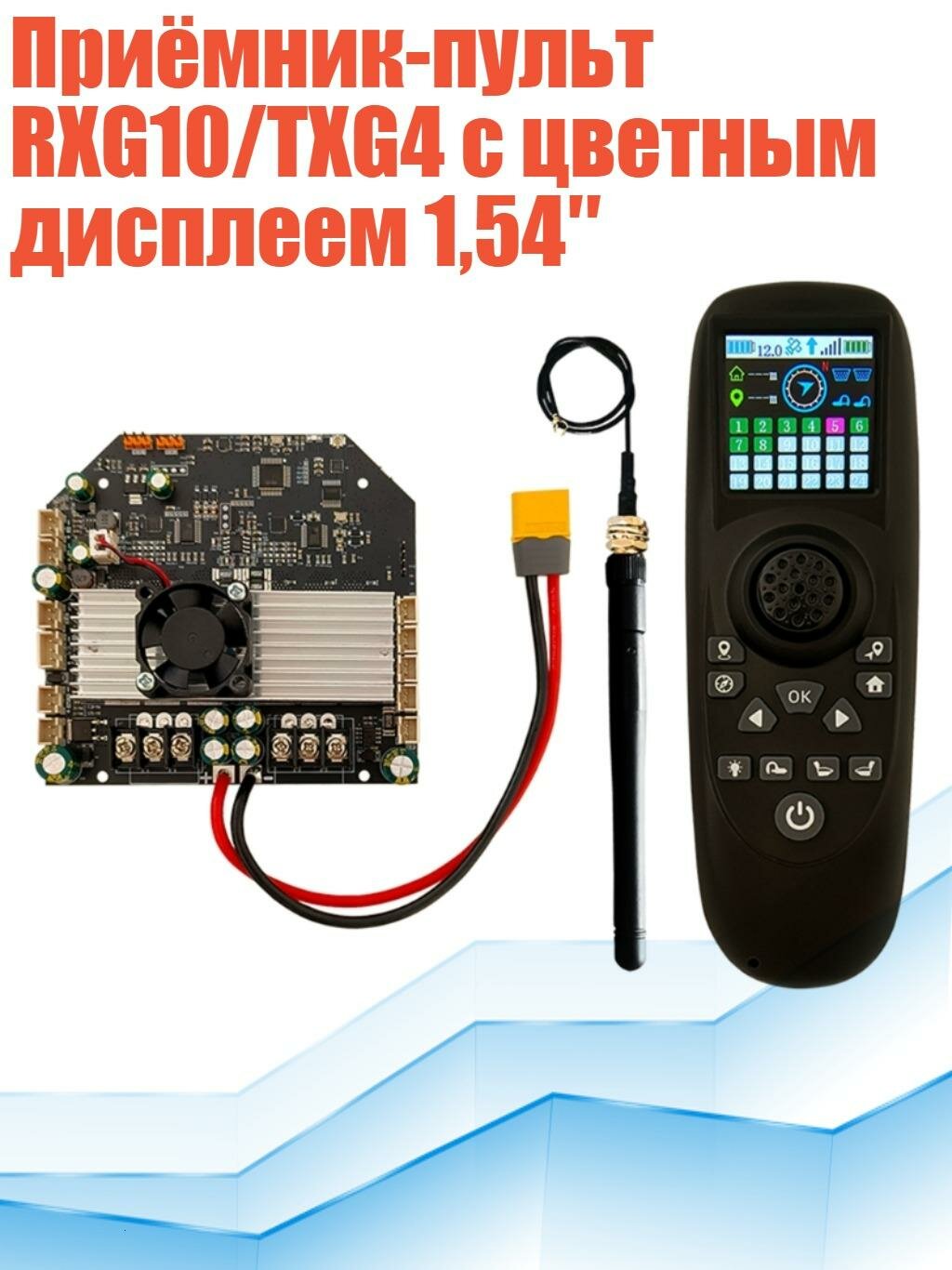 Приёмник-пульт RXG10/TXG4 с цветным дисплеем 1,54″