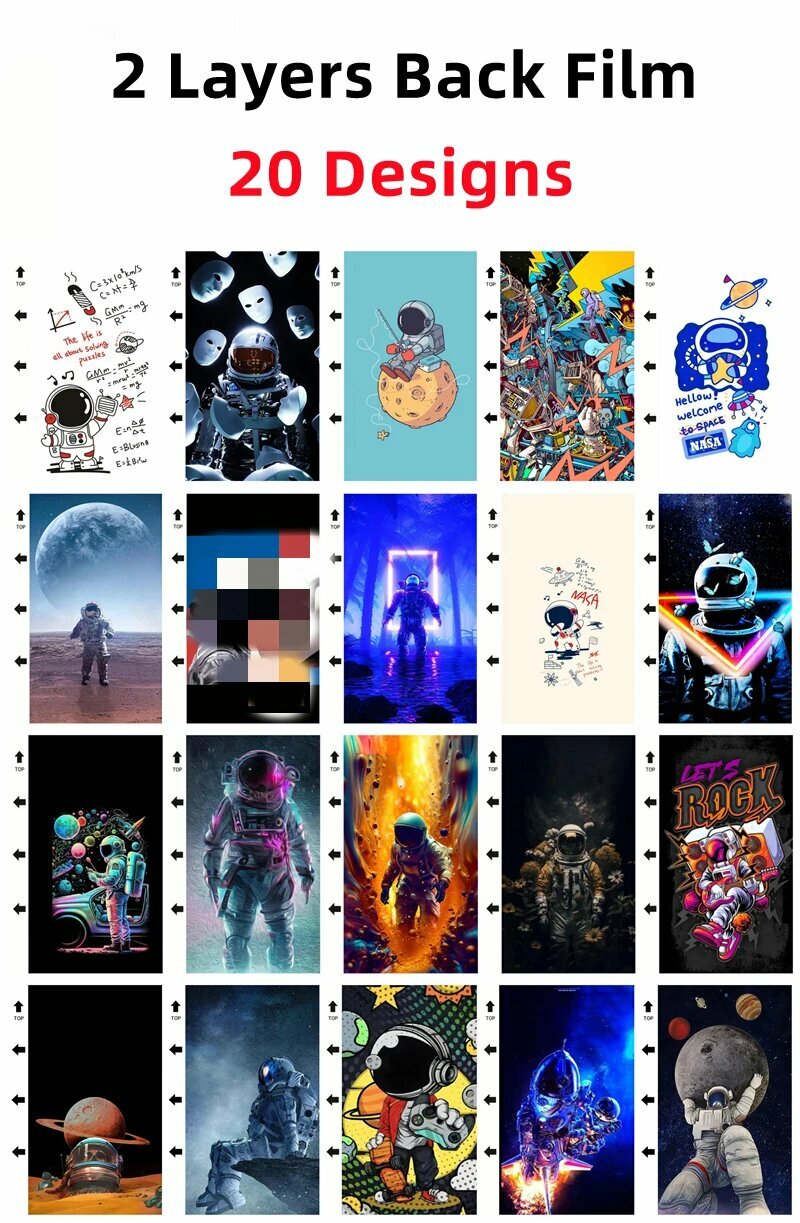 10 шт. 3D-рельефная цветная пленка-наклейка для задней крышки телефона, для режущего плоттера, смешанная рельефная пленка-скин, декоративная накладка с космонавтом