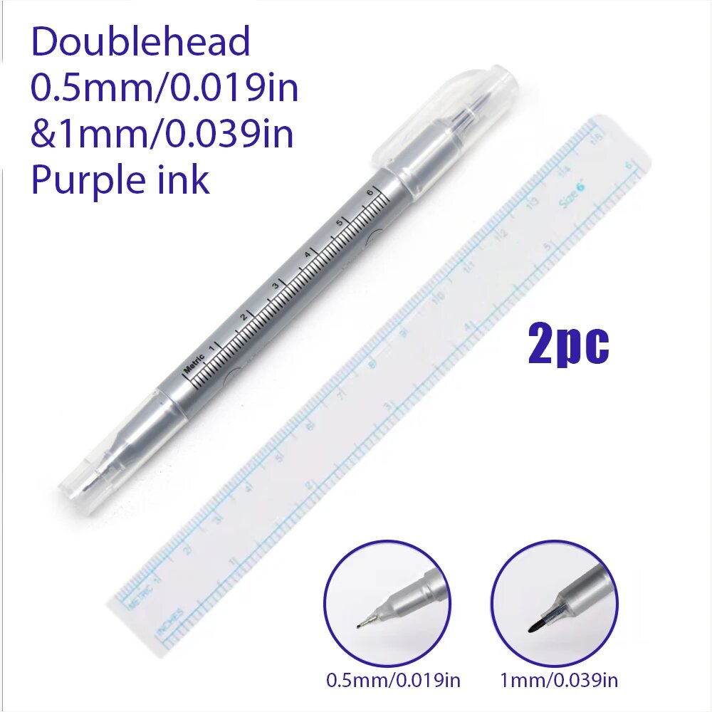 JC TATTOO Маркер для татуажа фиолетовый Dual Tip 0.5-1mm 2pc