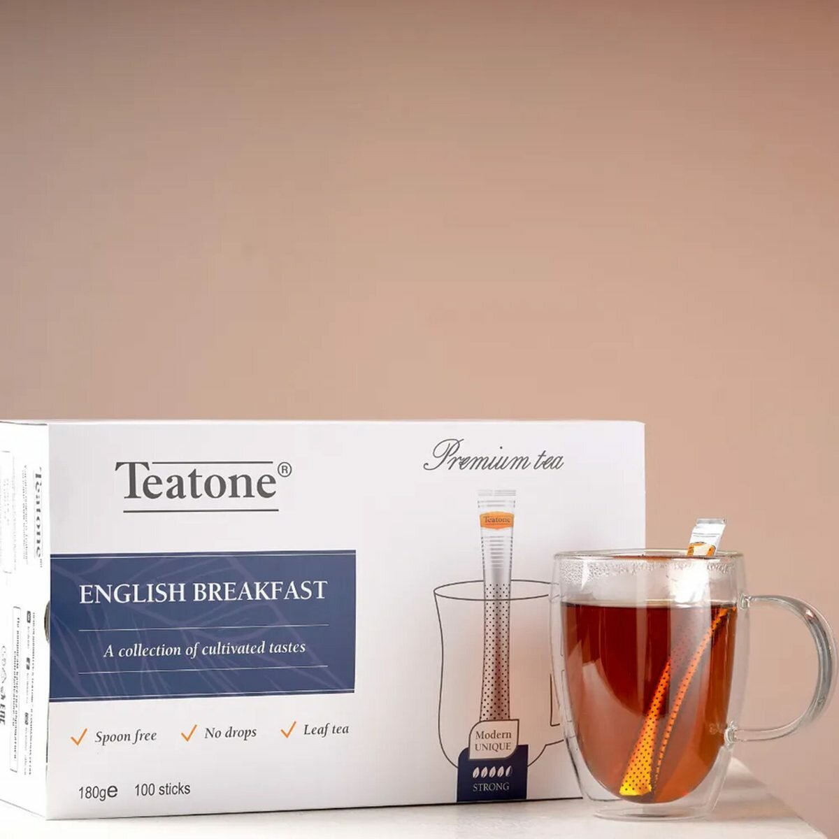 Чай Teatone "Английский завтрак" черный, 100 стиков по 1,8г (1255), 5 уп.