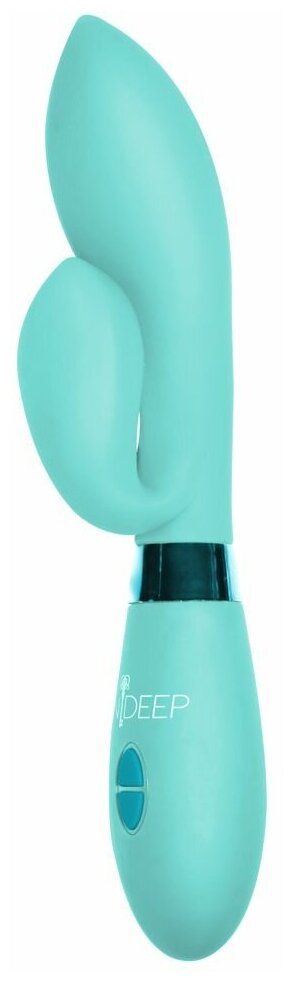 Indeep Gina, бирюзовый — вагинально-клиторальный вибратор из силикона, 20×3.3 см