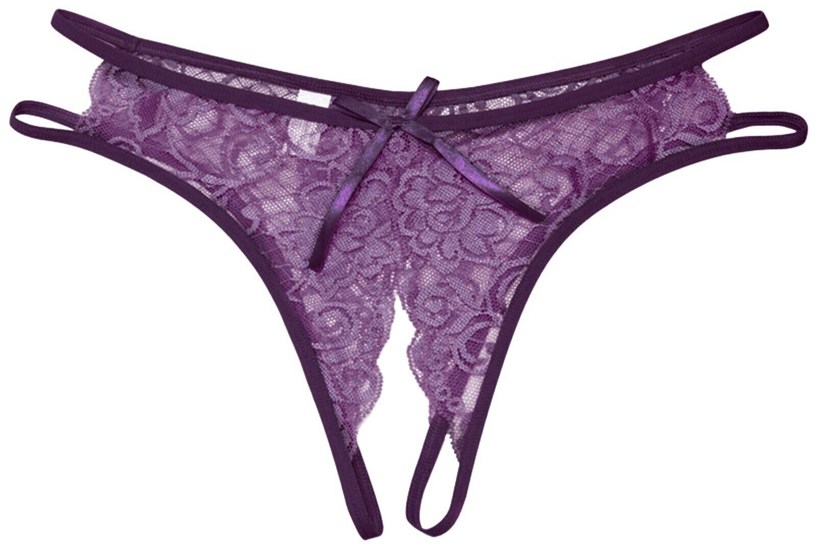 Трусики с доступом фиолетовые стринги с разрезом прозрачные