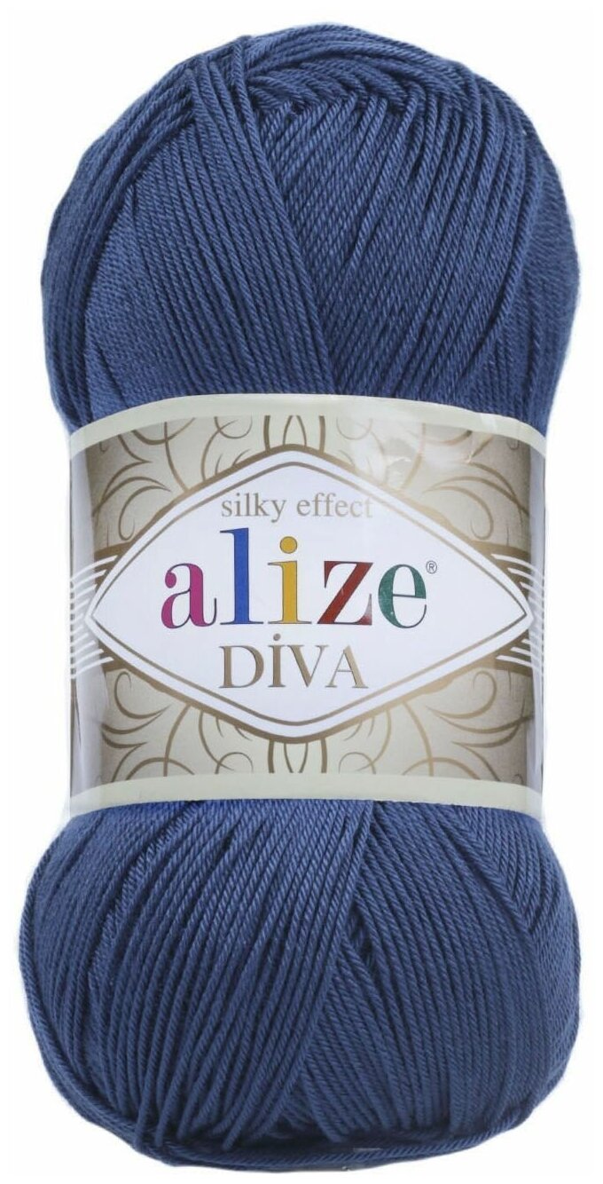 Пряжа ALIZE DIVA, темно-синий - 279, 100% микрофибра акрил, 5 мотков, 100 г, 350 м.