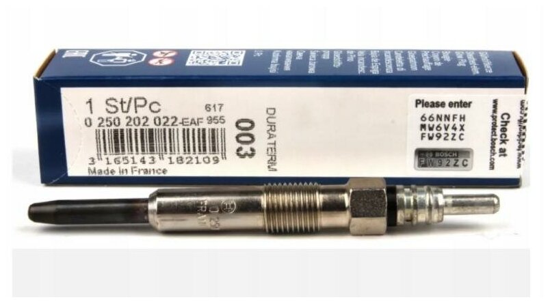 Свеча накаливания ГАЗ 3302 дв. STEYR, AUDI VW OPEL FORD RENAULT VOLVO SKODA (BOSCH) 1 шт