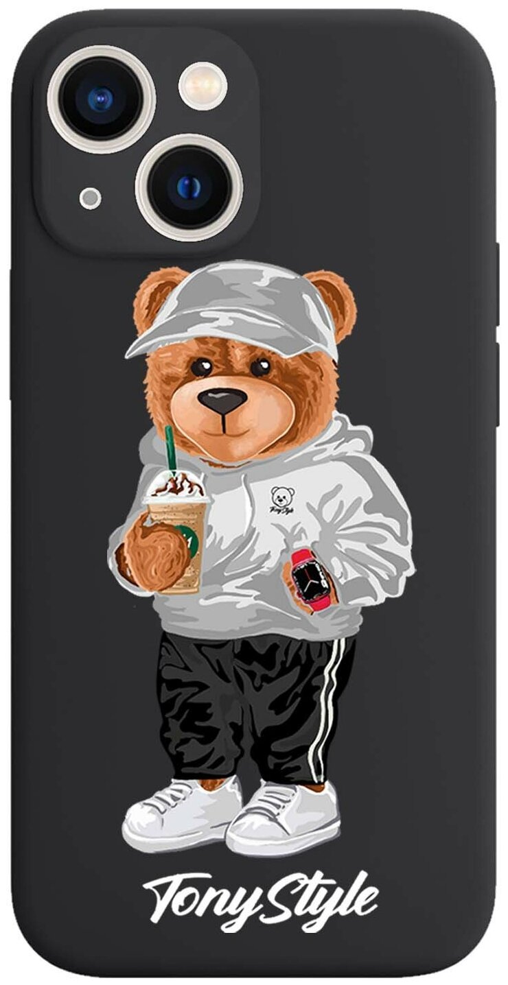 Черный силиконовый чехол для iPhone 13 Mini Tony Style с кофе