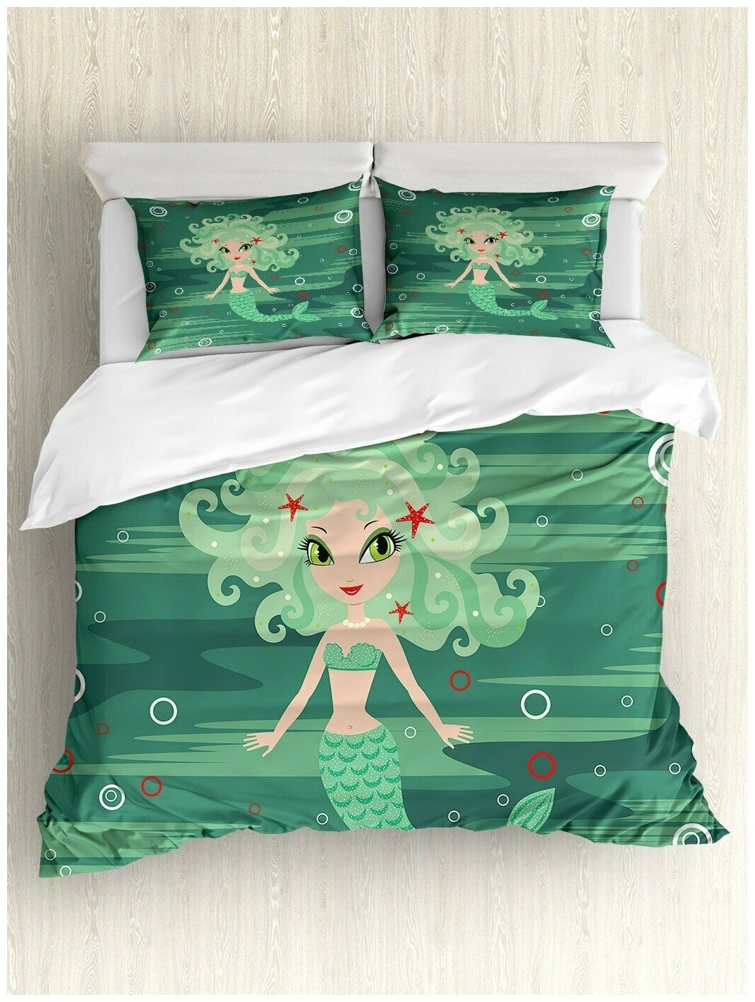 Постельное белье 1,5-спальный комплект "Магическая русалка" пододеяльник 160x220 см, наволочки 50х70 см , Ambesonne