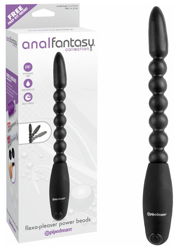 Flexa-Pleaser Power Beads — водонепроницаемый анальный вибратор, 26×2 см