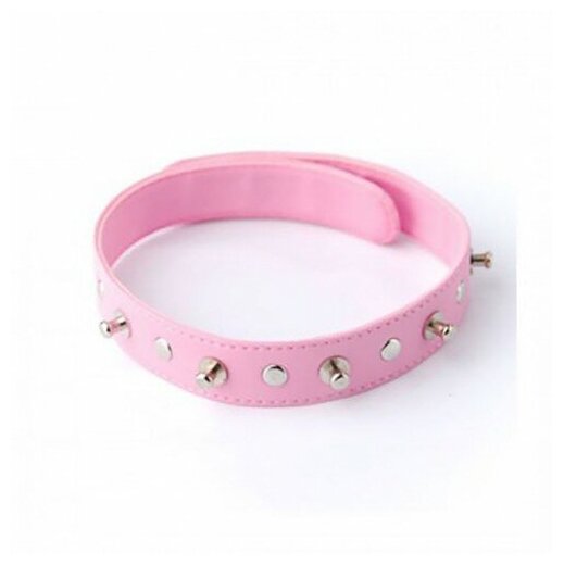 Ошейник с шипами и заклепками Sitabella, розовый