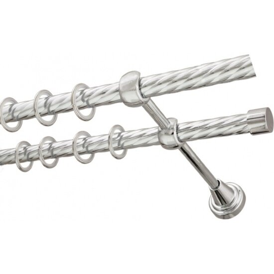 Карниз металлический двухрядный Arco Doro DDA диаметр 16мм, витая штанга, хром глянец, 160 см (60933DDA)