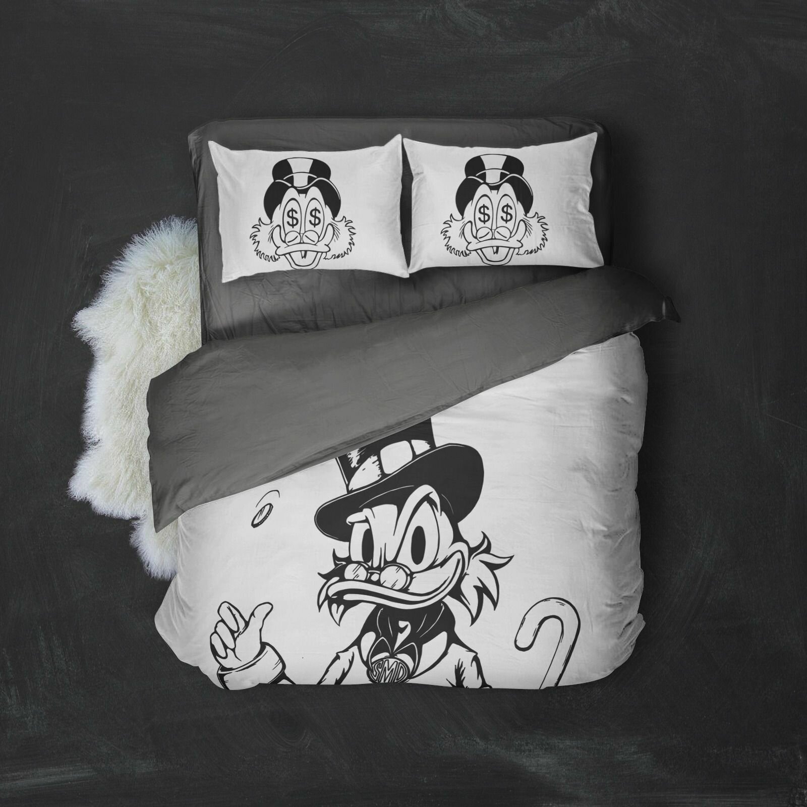 Арт комплект постельного белья Скрудж Макдак, 2х спальный, 50/70