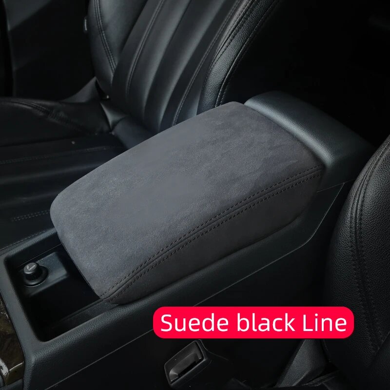 Для Audi A4 B8 A5 2006-2012 2013 2014 2015 2016 кожаный подлокотник с центральным управлением, защитный чехол, аксессуары для салона автомобиля Suede black thread, For 2009-2016 A4 B8
