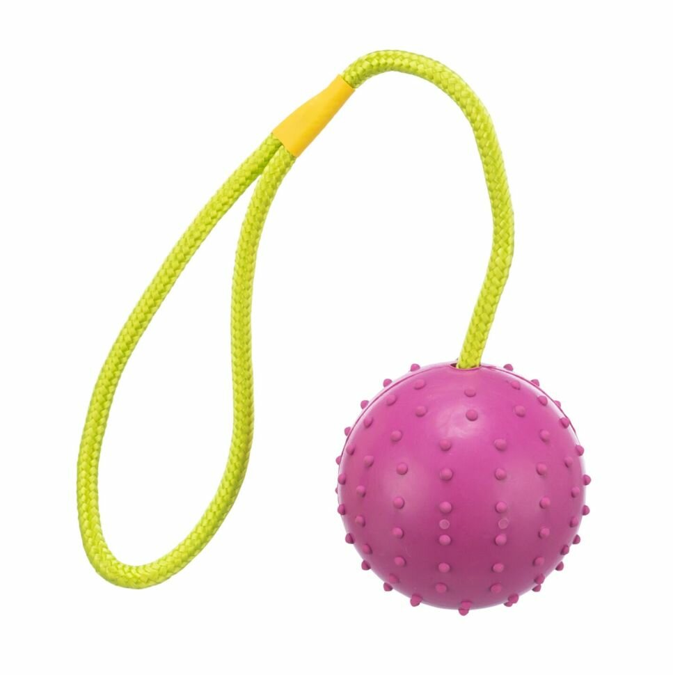 Trixie: Игрушка для собак Мяч на верёвке, 30 см/Ф 7 см, каучук, с ручкой, полый, арт. 3308