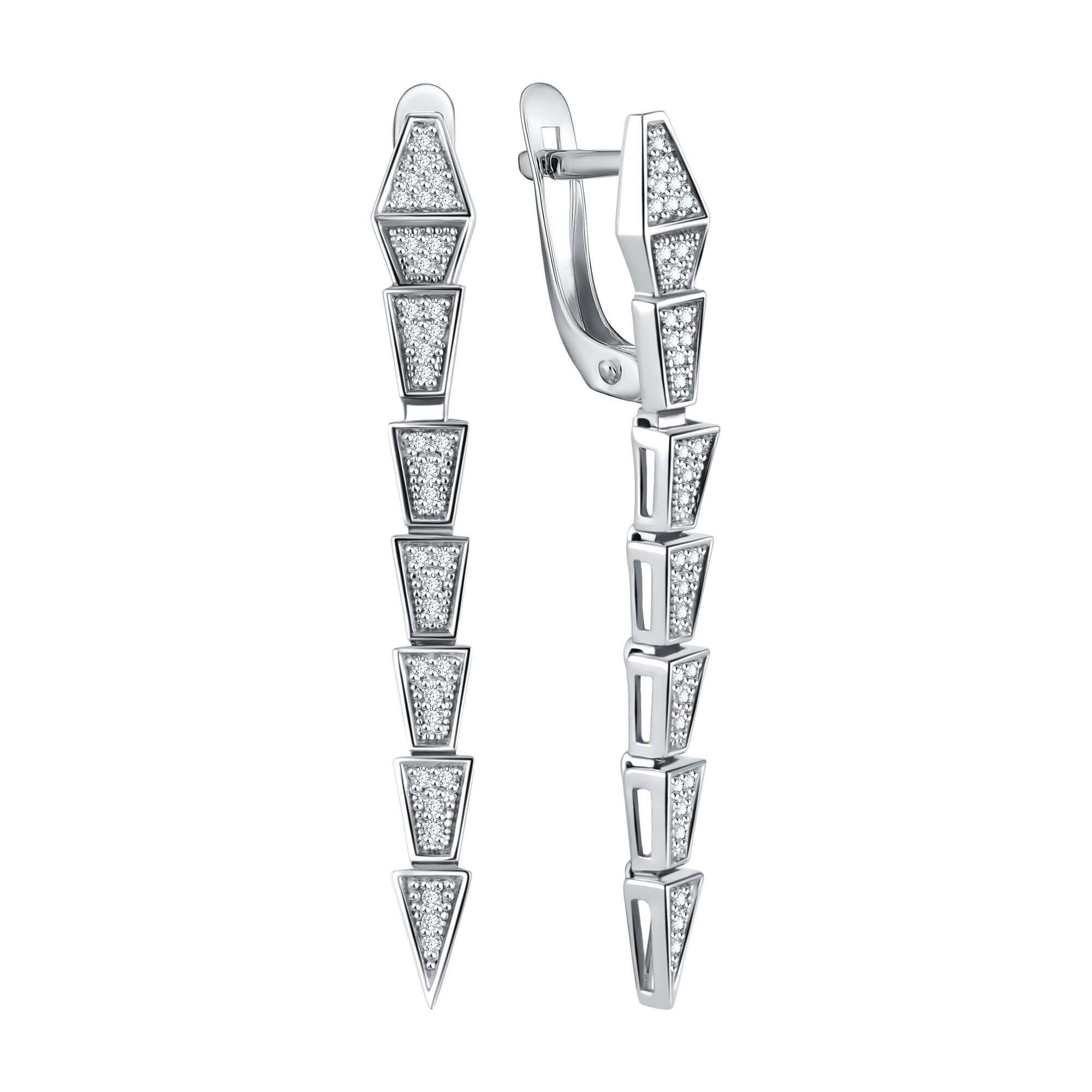 Серьги, серебро, 925 проба, родирование, фианит