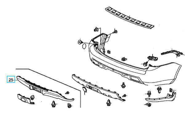 Отделка, шасси облицовки задн. бампера (Оригинал)