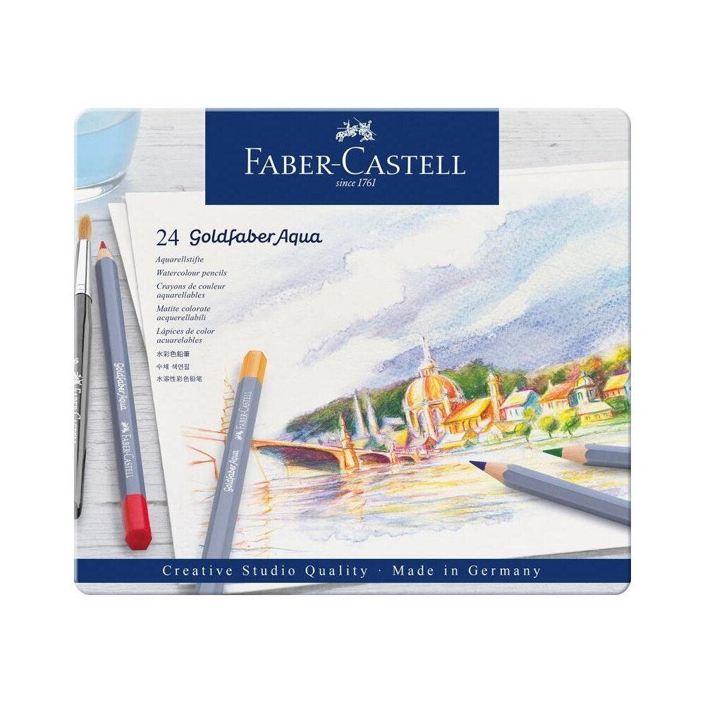 Faber-Castell 114624 Карандаши акварельные художественные faber-castell goldfaber aqua, 24 цв, метал. коробка (3 шт.)