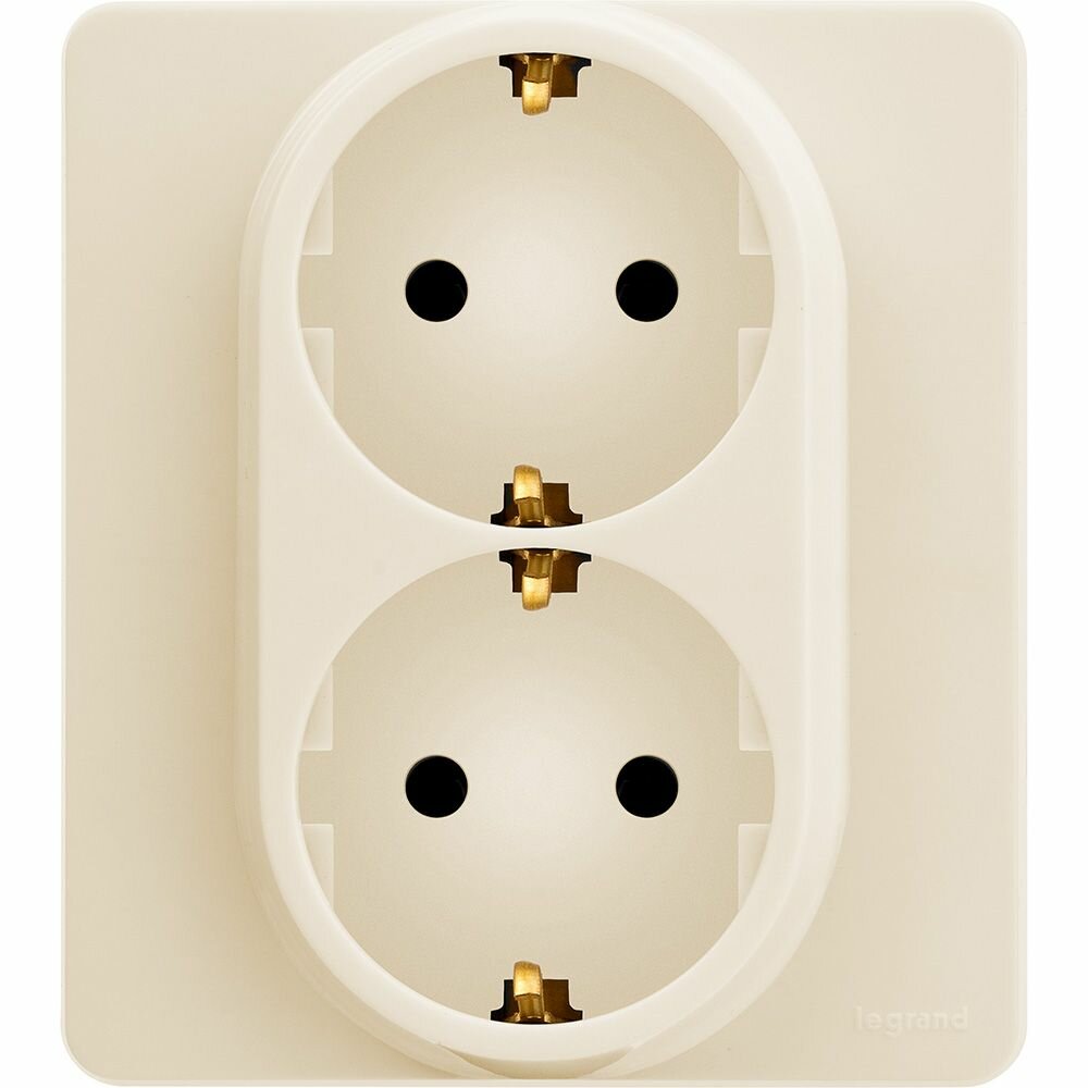 Legrand INSPIRIA Слоновая кость Розетка 2 x 2К+З - немецкий стандарт - 16 А - 250 В, 673751