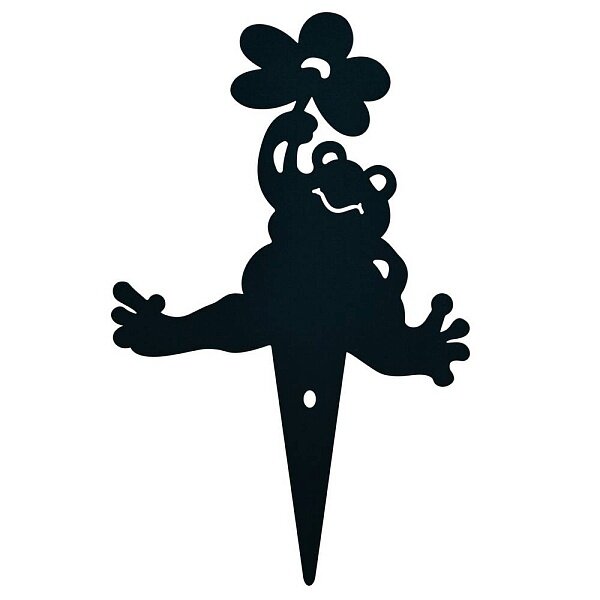 Садовая фигура Мультидом "Лягушка с цветком", размер 16,5х27 см, черная (МТ83-300)