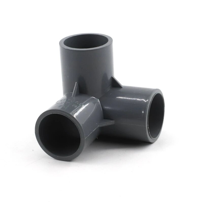 ПВХ соединитель серый 20 25 32 мм 1Pc, 25mm, Grey 3 Way